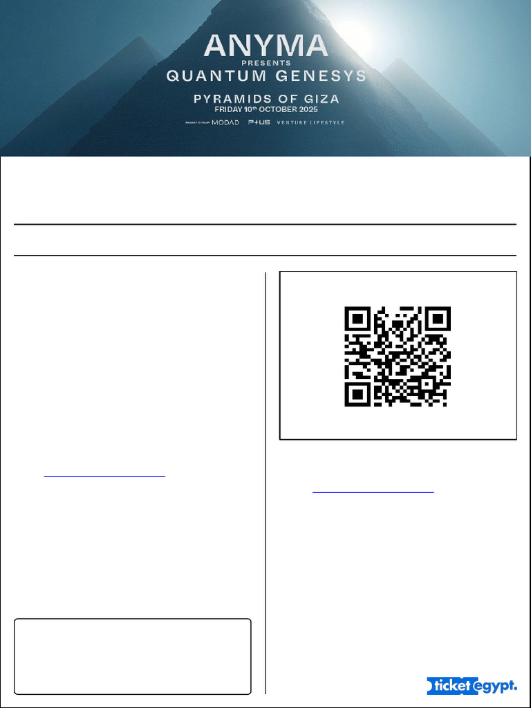 VIP Ticket for Anyma Event at Giza | PDF