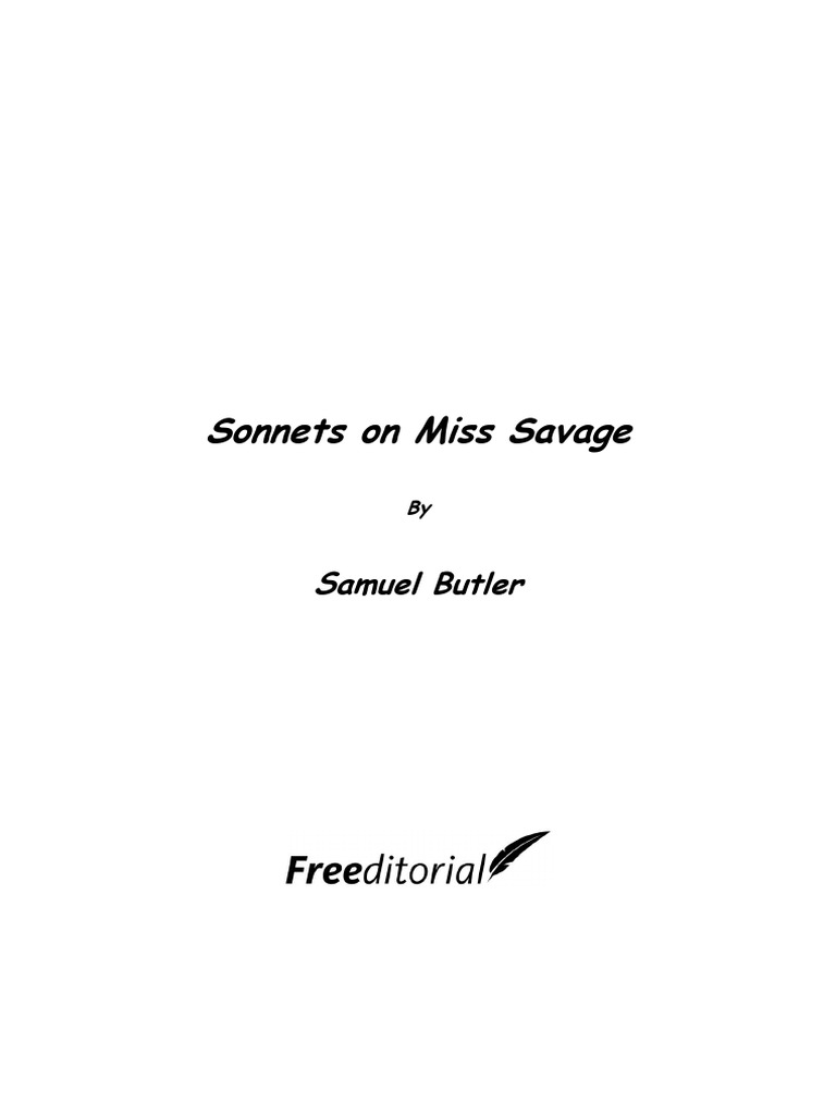 Sonnets on Miss Savage 2 | PDF