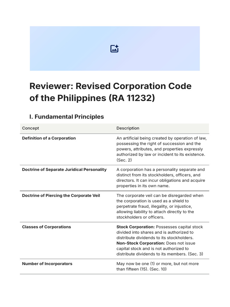 Overview of Revised Corporation Code | PDF | Corporations | Stocks