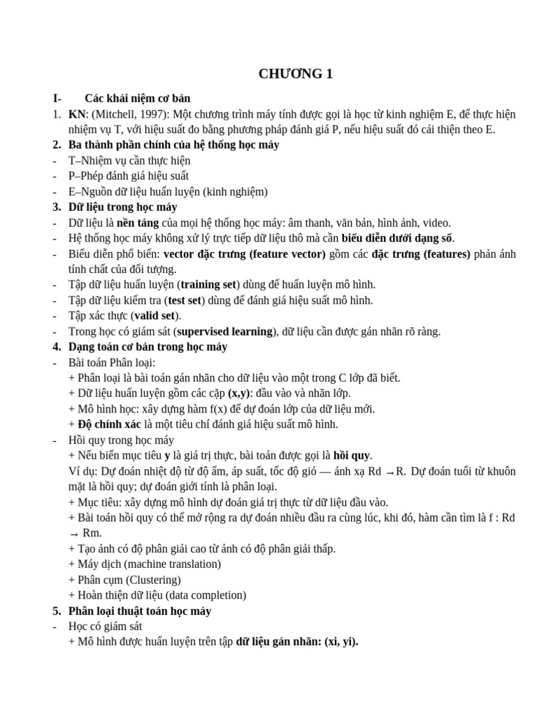 bài tóm tắt học máy | PDF