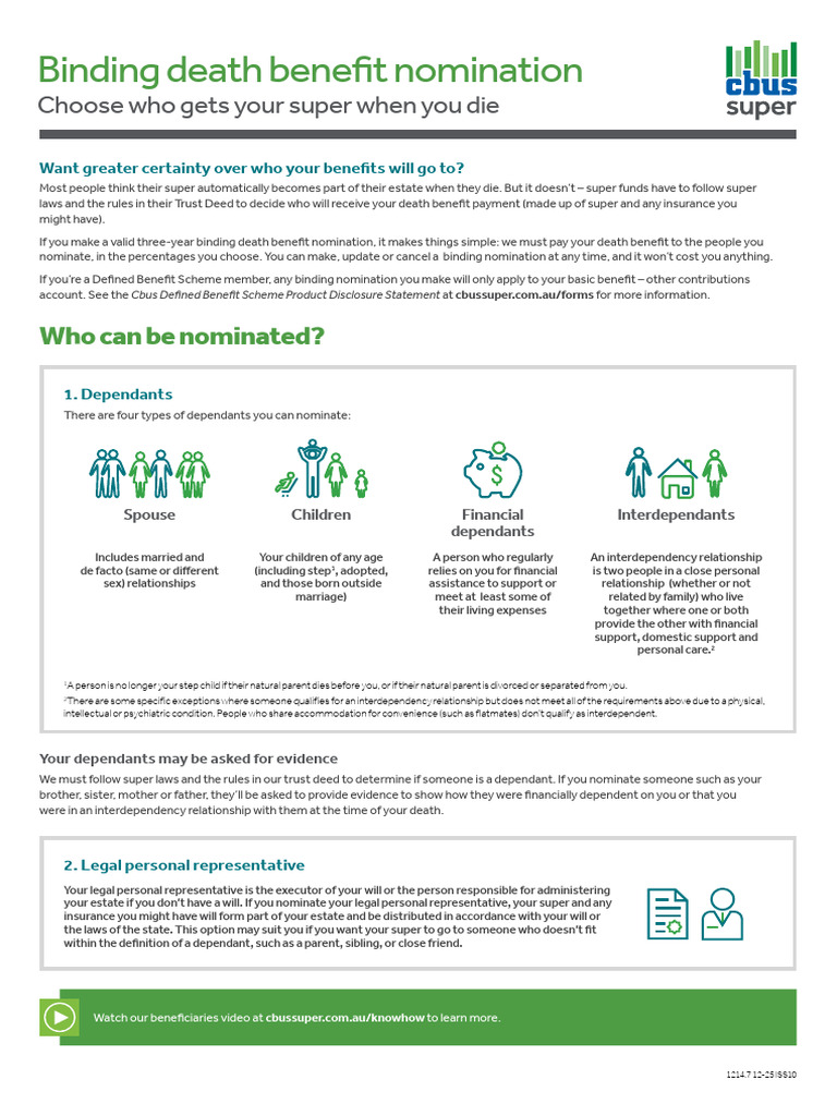 Binding Death Benefit Nomination Form | PDF | Defined Benefit Pension ...
