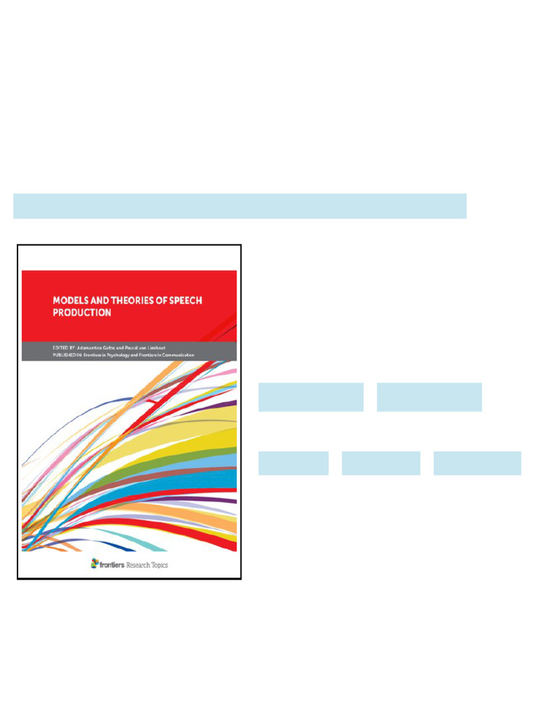 Models And Theories Of Speech Production Adamantios Gafos Pascal Van ...
