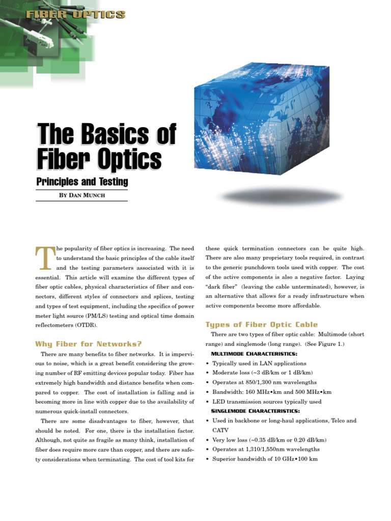 The Basics of Fiber Optics | PDF | Computers