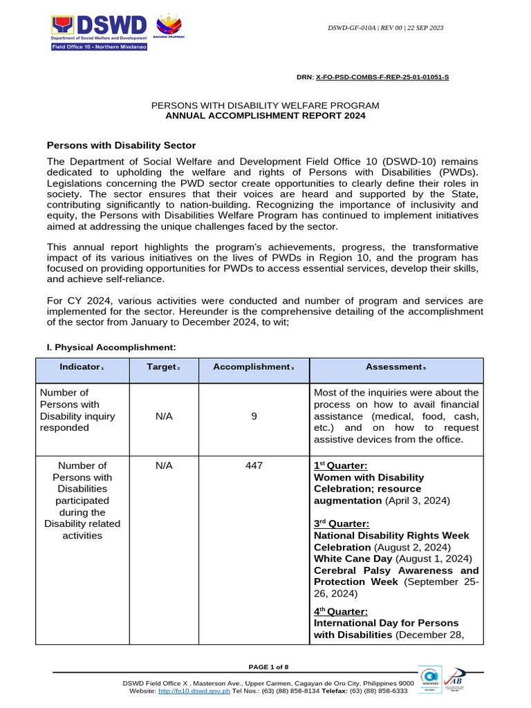 Annual Pwd 2024 | PDF | Disability | Social Policy