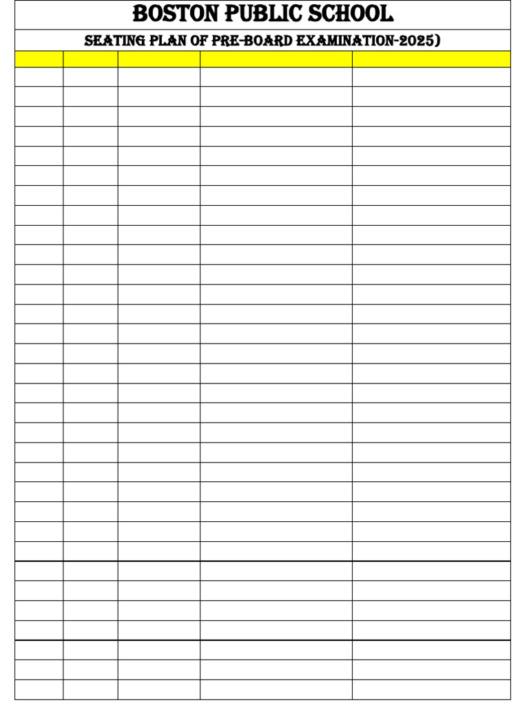 Pre-Board Exam 2025 Seating Plan | PDF