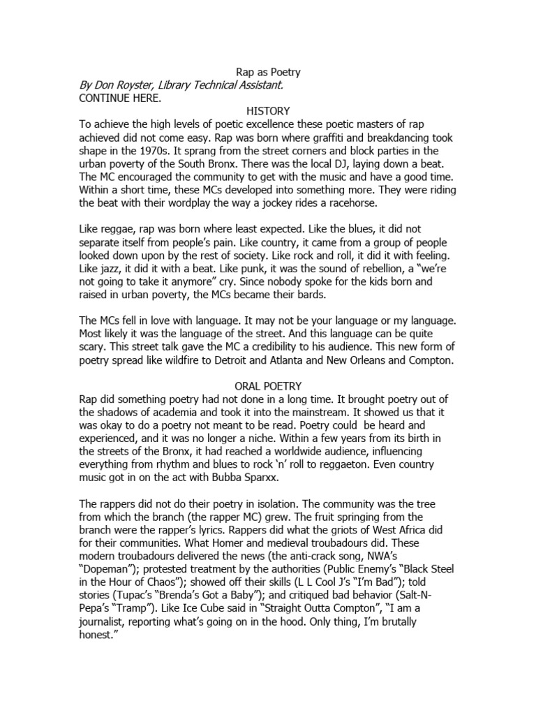 Rap as Poetry | PDF | Rapping | Rhyme