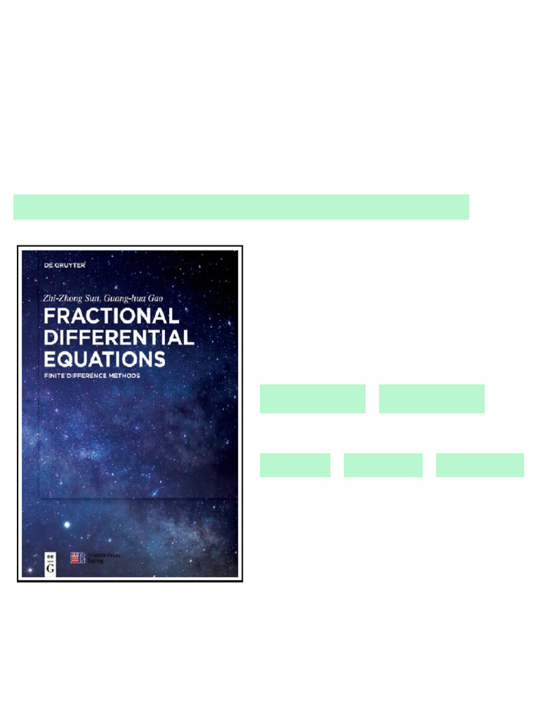 Fractional Differential Equations Finite Difference Methods Zhizhong ...