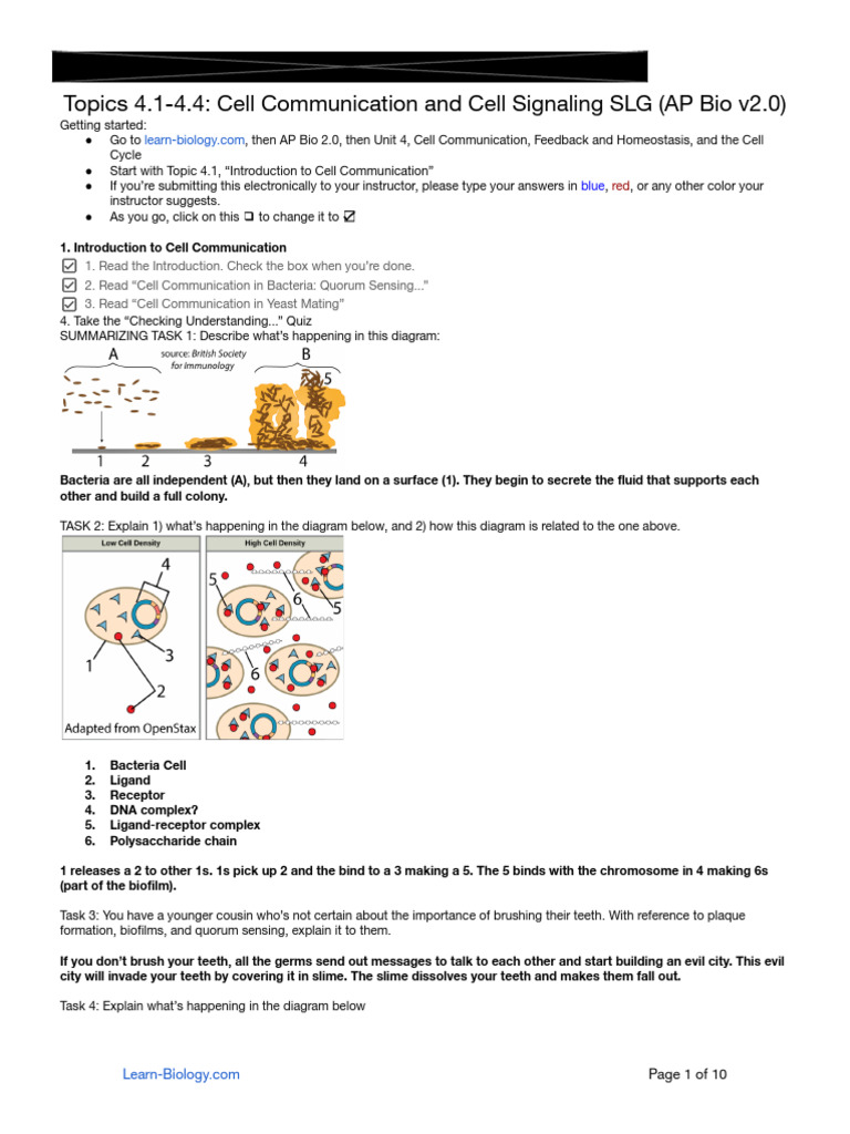Cell Communication and Signaling Overview | PDF | Cell Signaling ...