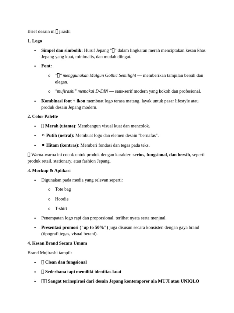 Brief Desain Mうjirashi | PDF