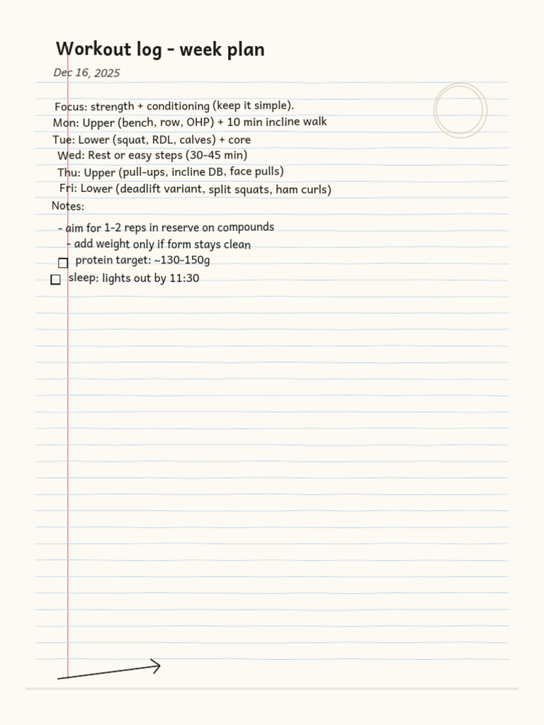 Weekly Strength & Conditioning Plan | PDF
