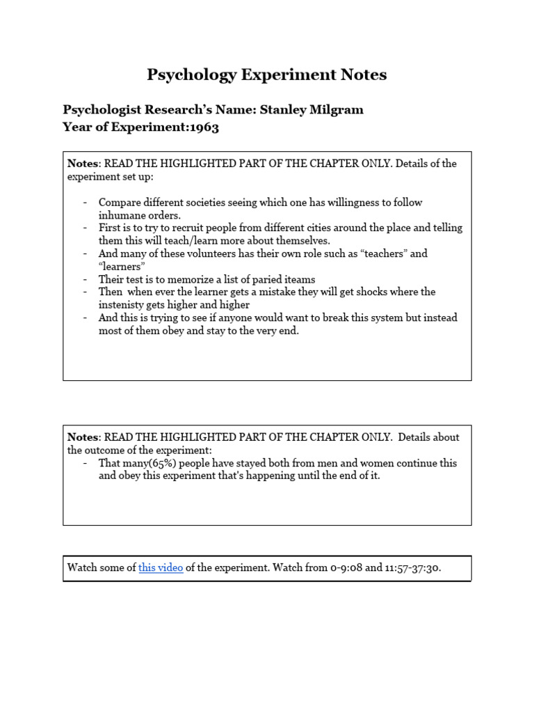 Milgram Experiment: Obedience Insights | PDF | Popular Psychology ...