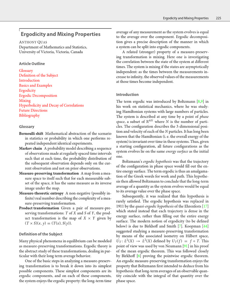 Ergodicity and Mixing in Dynamics | PDF | Theoretical Physics | Mathematics
