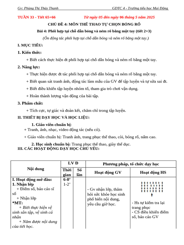 KHỐI 4 - GDTC - THÁNG 5 | PDF