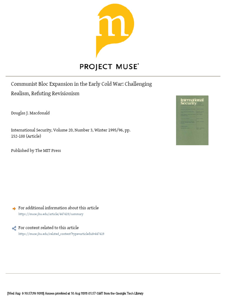 Early Cold War: Bloc Expansion Analysis | PDF | Cold War | Communism