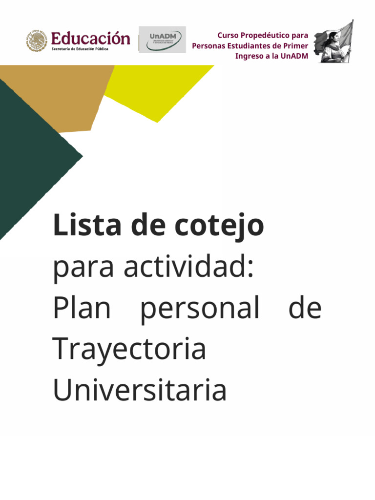 Lista_de_cotej_ del_Plan_Personal_de_Trayectoria_Universitaria | PDF ...