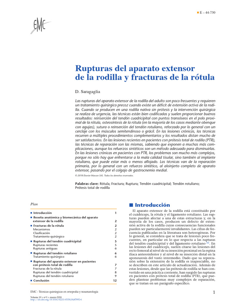 Rupturas Del Aparato Extensor de La Rodilla y Rotula | PDF | Rodilla ...