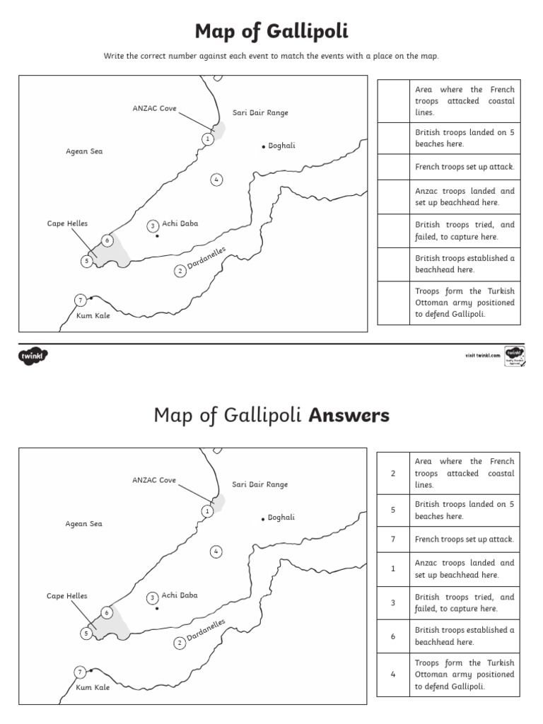 T2 H 5363 The Battle of Gallipoli Map Labelling Activity | PDF ...