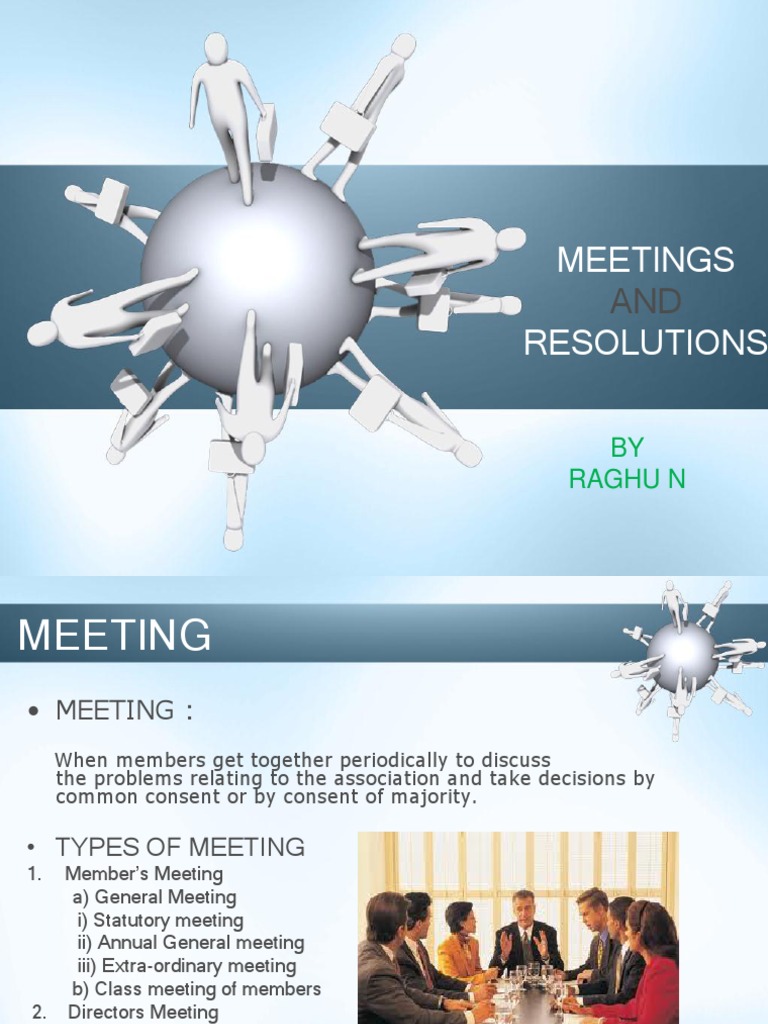 Meetings and Resolutions Overview | PDF | Board Of Directors | Companies