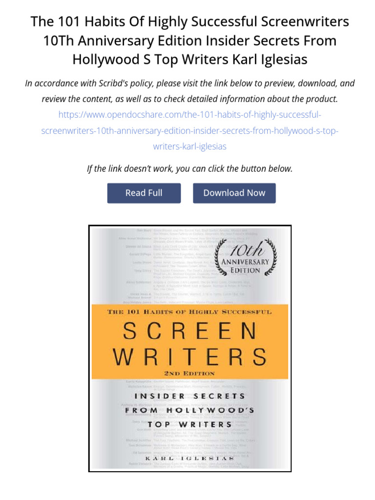 The 101 Habits of Highly Successful Screenwriters 10th Anniversary ...