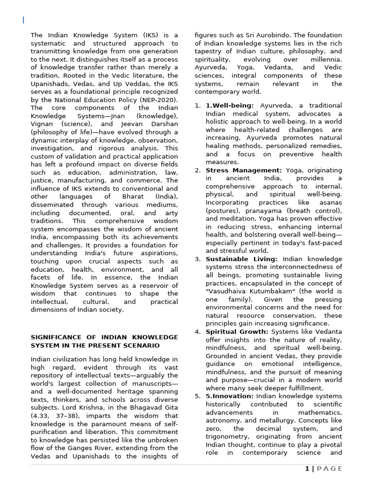 Understanding Indian Knowledge System | PDF | Yoga | Brahman