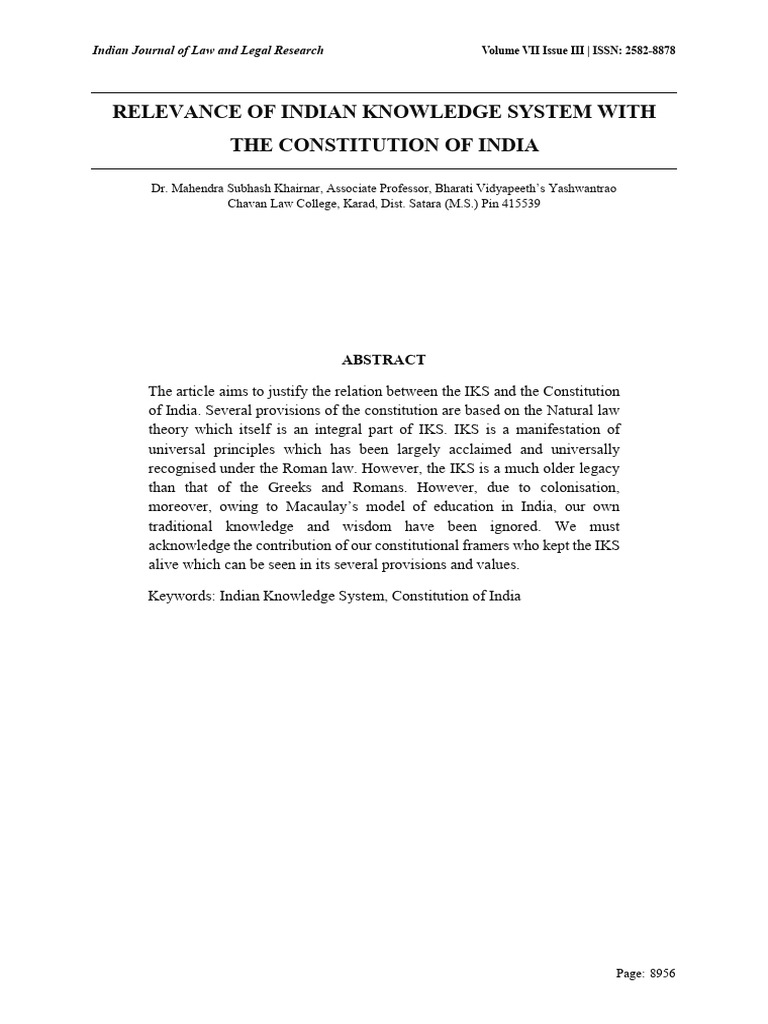 Indian Knowledge System and Constitution | PDF | Dharma | Justice