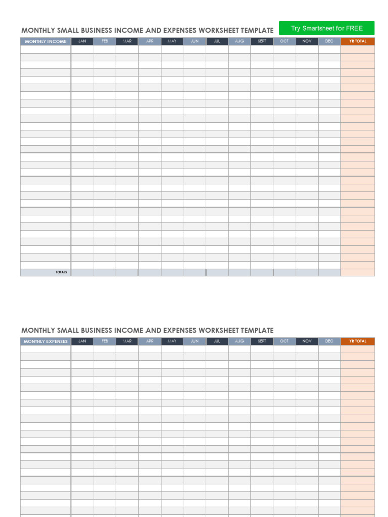 IC Monthly Small Business Income and Expenses Worksheet 11375 PDF | PDF