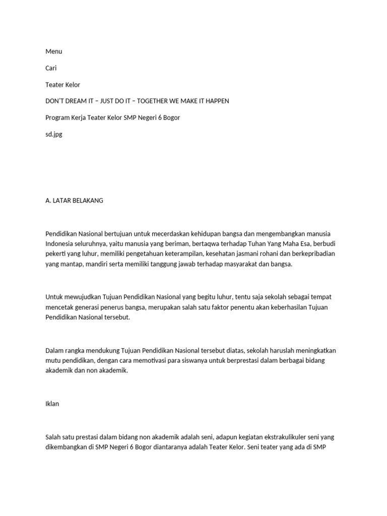 Contoh Proker Teater | PDF
