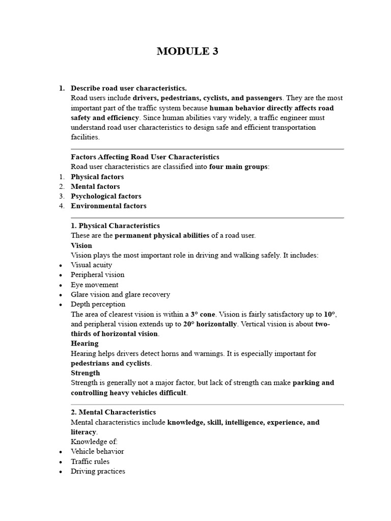 Civil Module 3 | PDF | Traffic | Road