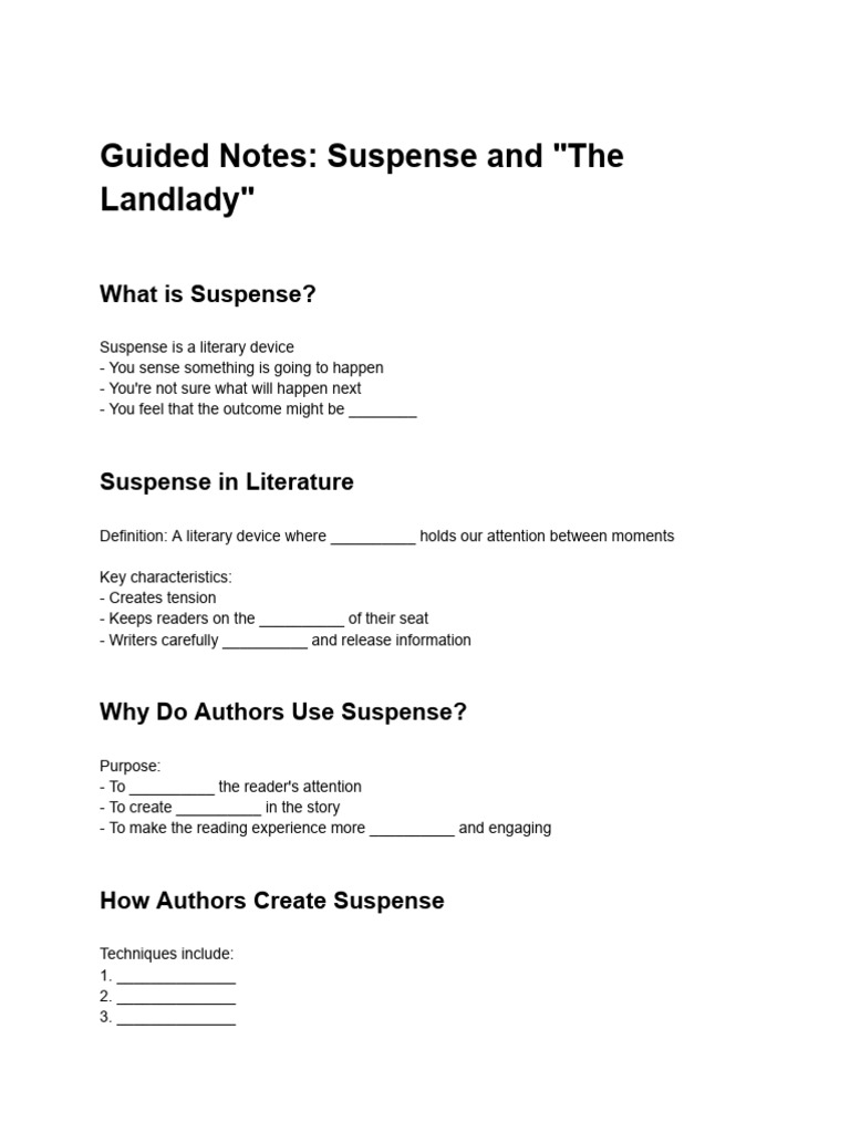 Grade Level 8 - Guided Notes - Suspense and Foreshadowing in the ...
