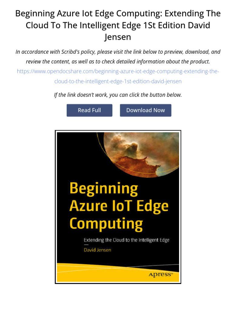 Beginning Azure IoT Edge Computing: Extending the Cloud to the Intelligent Edge 1st Edition ...