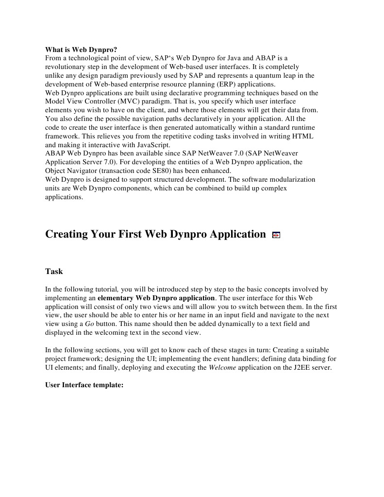 Creating Your First Web Dynpro Application | PDF | Web Application | Model–View–Controller