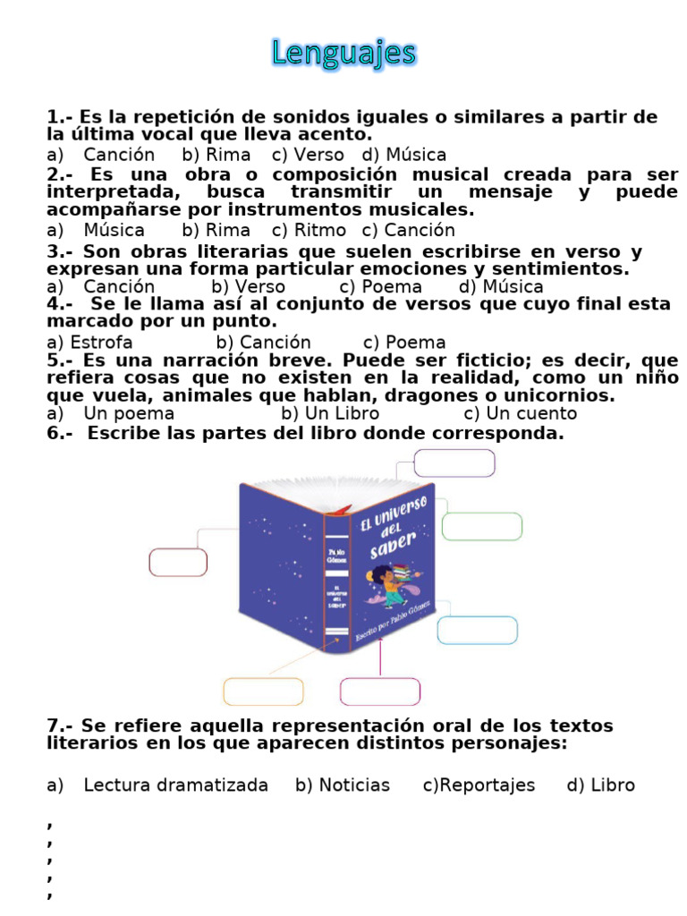 Actividades educativas sobre literatura y ciencias | PDF | Canciones