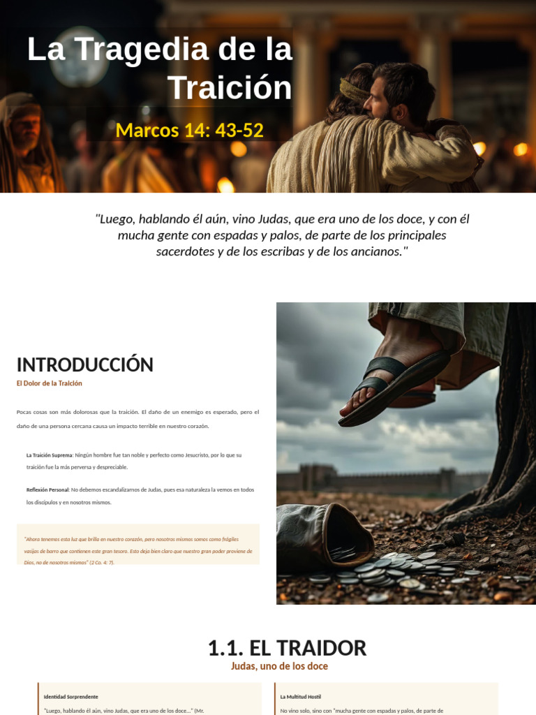 LA TRAGEDIA DE LA TRAICIÓN - Marcos 14_43-52 | PDF | Jesús | Beso