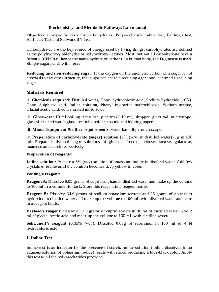 Carbohydrate Testing Lab Manual | PDF | Agarose Gel Electrophoresis ...