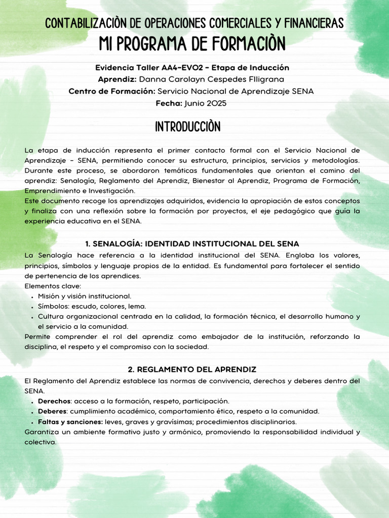 Mi Programa de Formaciòn - Danna Cespedes | PDF | Iniciativa empresarial | Pensamiento