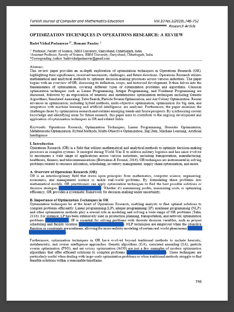 Optimization Techniques in Operations Research_ a Review _ Semantic ...