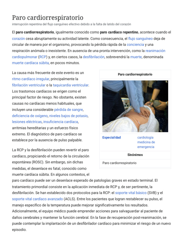Paro Cardiorrespiratorio - Wikipedia, La Enciclopedia Libre | PDF ...