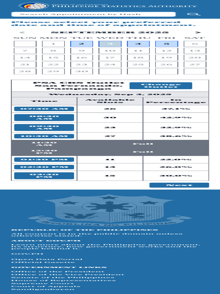 Appointment Search for PSA CRS | PDF