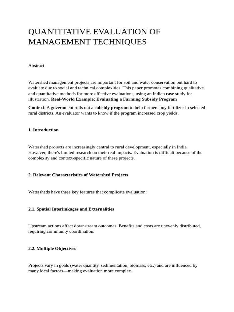 Quantitative Evaluation of Management Techniques | PDF | Qualitative ...