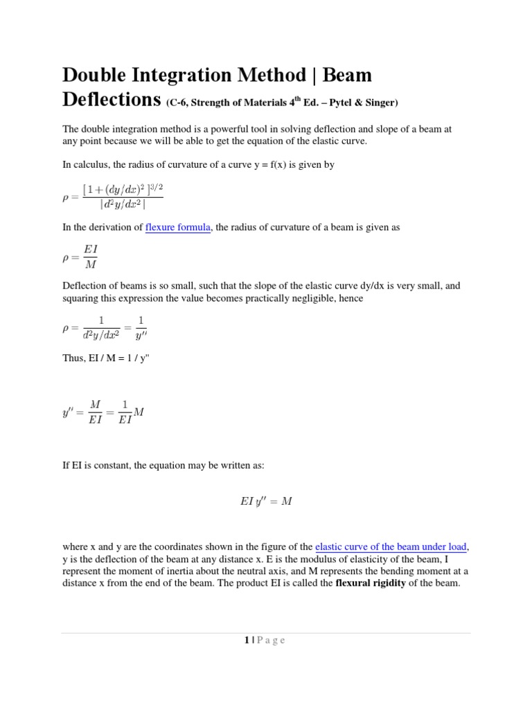 Double Integration Method | PDF | Bending | Beam (Structure)
