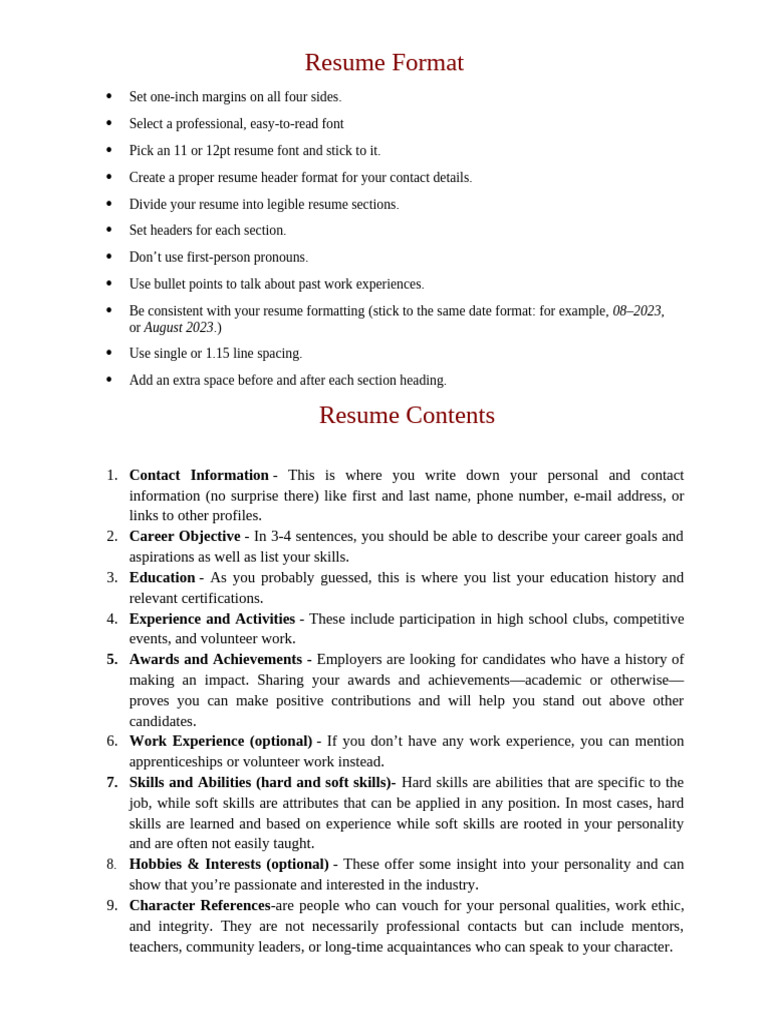 Essential Resume Formatting Guide | PDF
