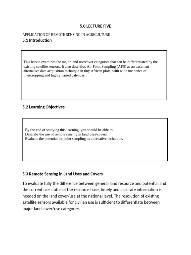 GGY 401 Lesson 5 | PDF | Agriculture | Remote Sensing