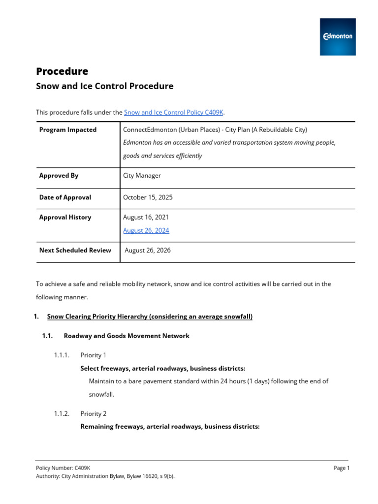Snow Ice Control Procedure C409K | PDF | Snow | Cycling Infrastructure