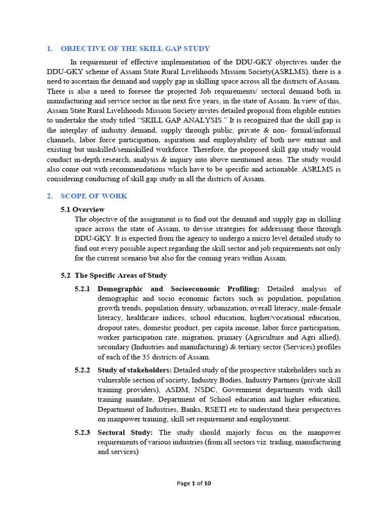 TOR ASRLM Skill Gap Study Final Version | PDF | Employment | Salary