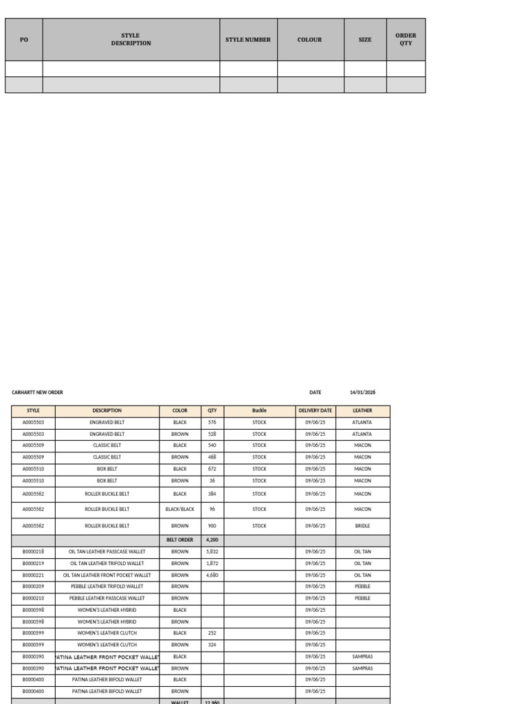 Bulk Order Booking and TNA Form | PDF | Clothing | Leather