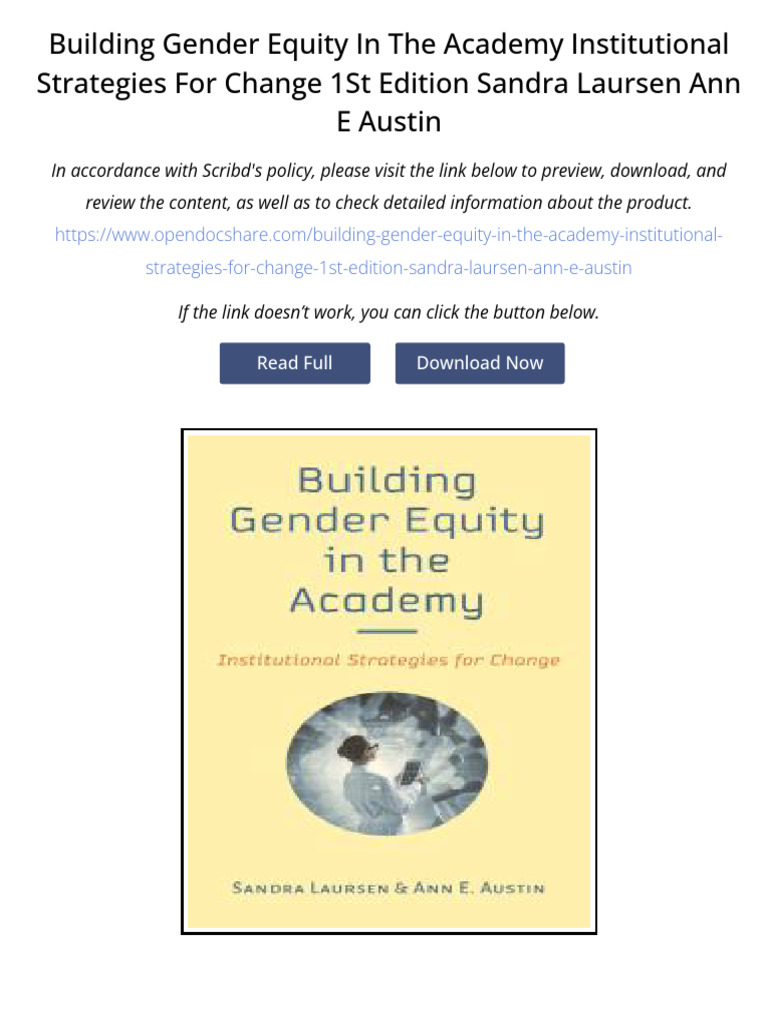 Building Gender Equity In The Academy Institutional Strategies For ...
