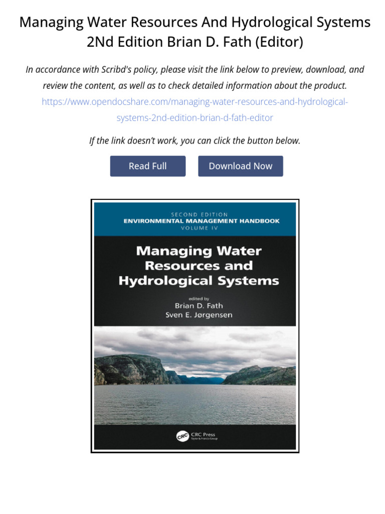 Managing Water Resources and Hydrological Systems 2nd Edition Brian D ...