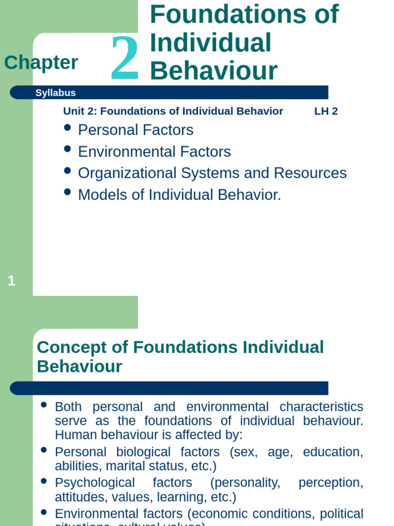 Foundations of Individual Behavior Analysis | PDF