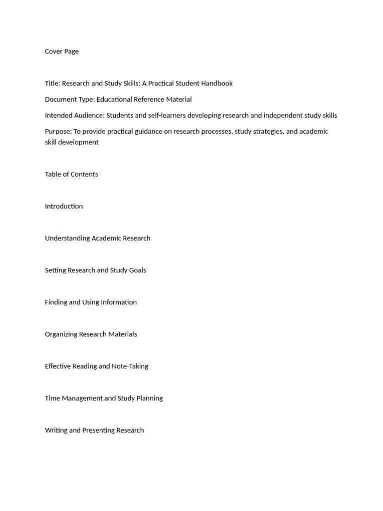 Research and Study Skills A Practical Student Handbook | PDF | Study ...