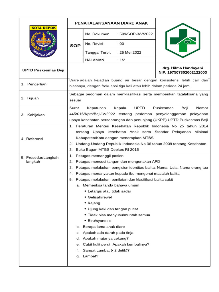 Panduan Penatalaksanaan Diare Anak | PDF